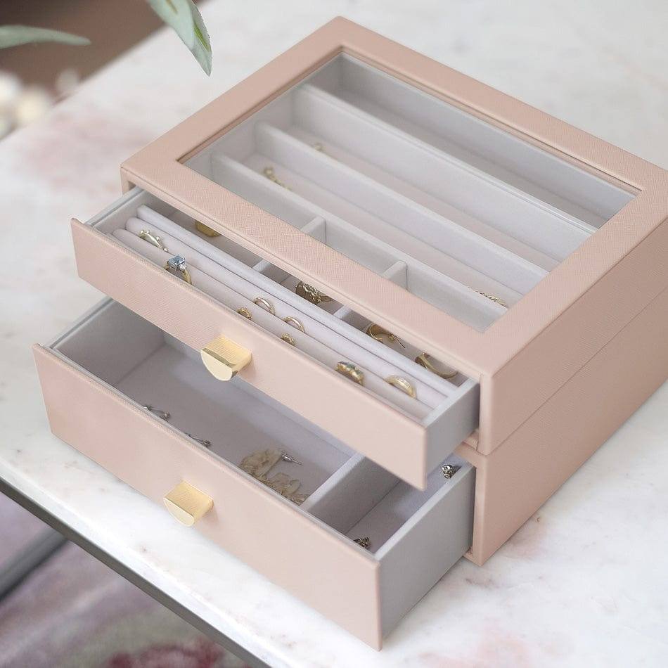 Stackers Jewellery Box Double Drawers Medium - Blush