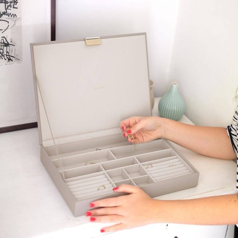 Stackers London Jewellery Box with Lid Large - Taupe | Modern Quests