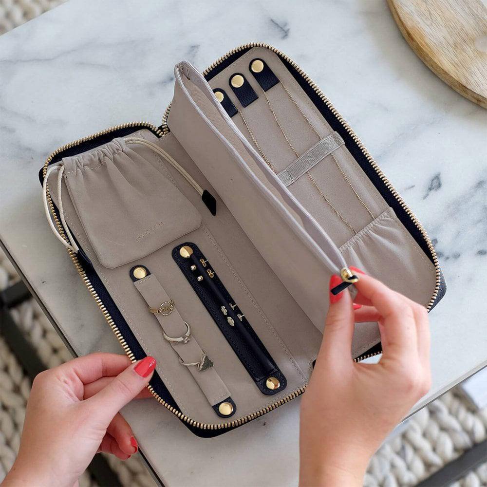 Stackers Travel Jewellery Roll Medium - Navy Blue