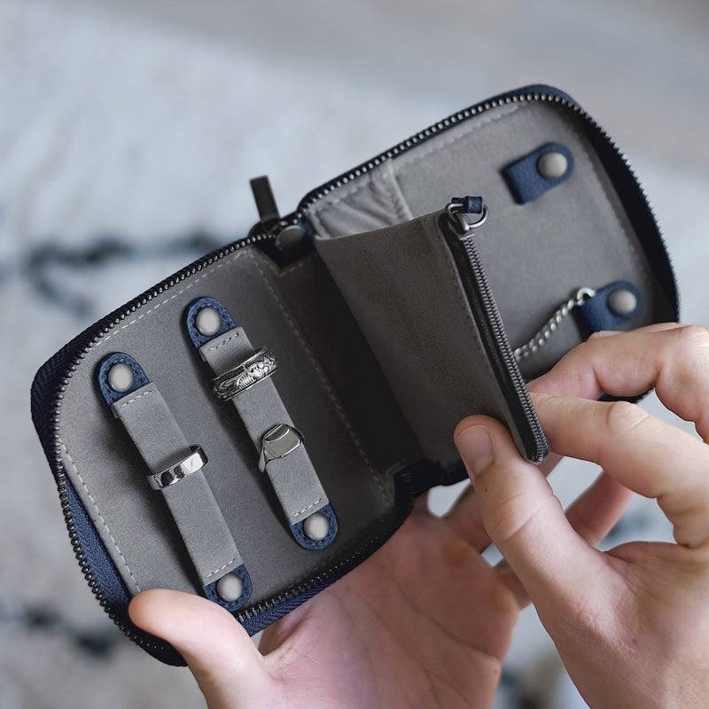 Stackers Travel Jewellery Roll Small - Navy Blue