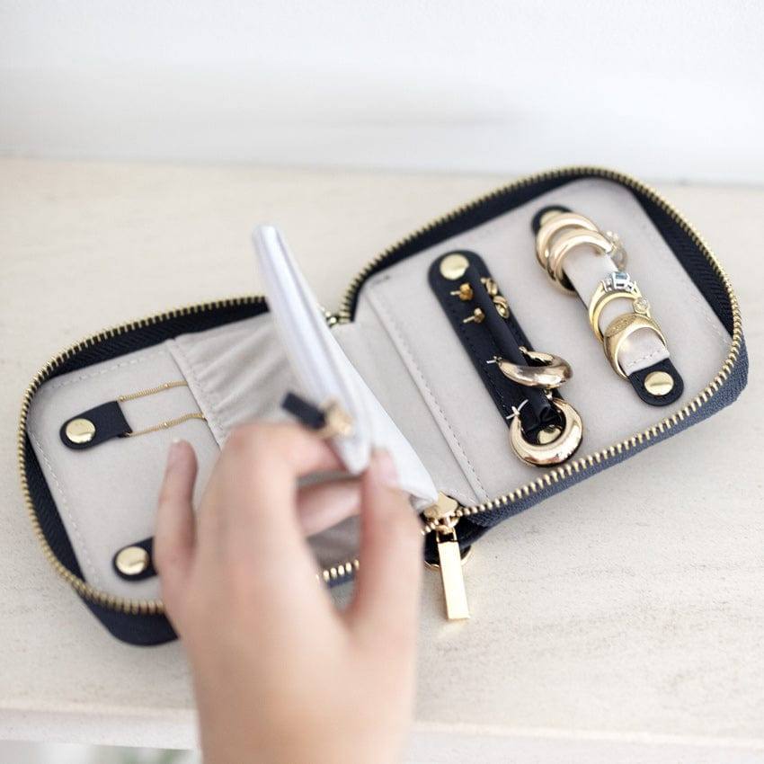 Stackers Travel Jewellery Roll Small - Pebble Navy