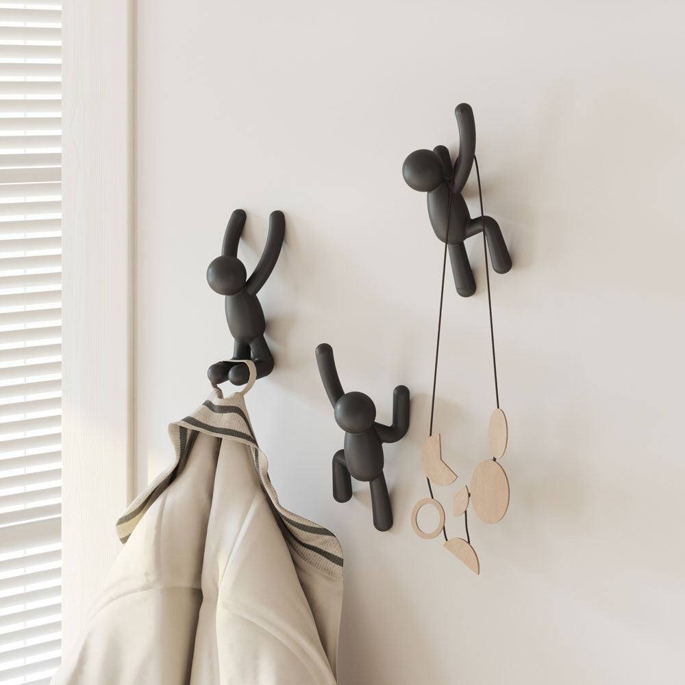 Umbra Buddy Wall Hooks, Set of 3 - Black | Modern Quests